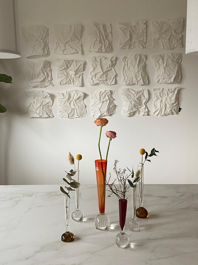 Mid-Century Modern Scandinavian Orange and Red Colored Single Stem Vases For Sale at 1stDibs