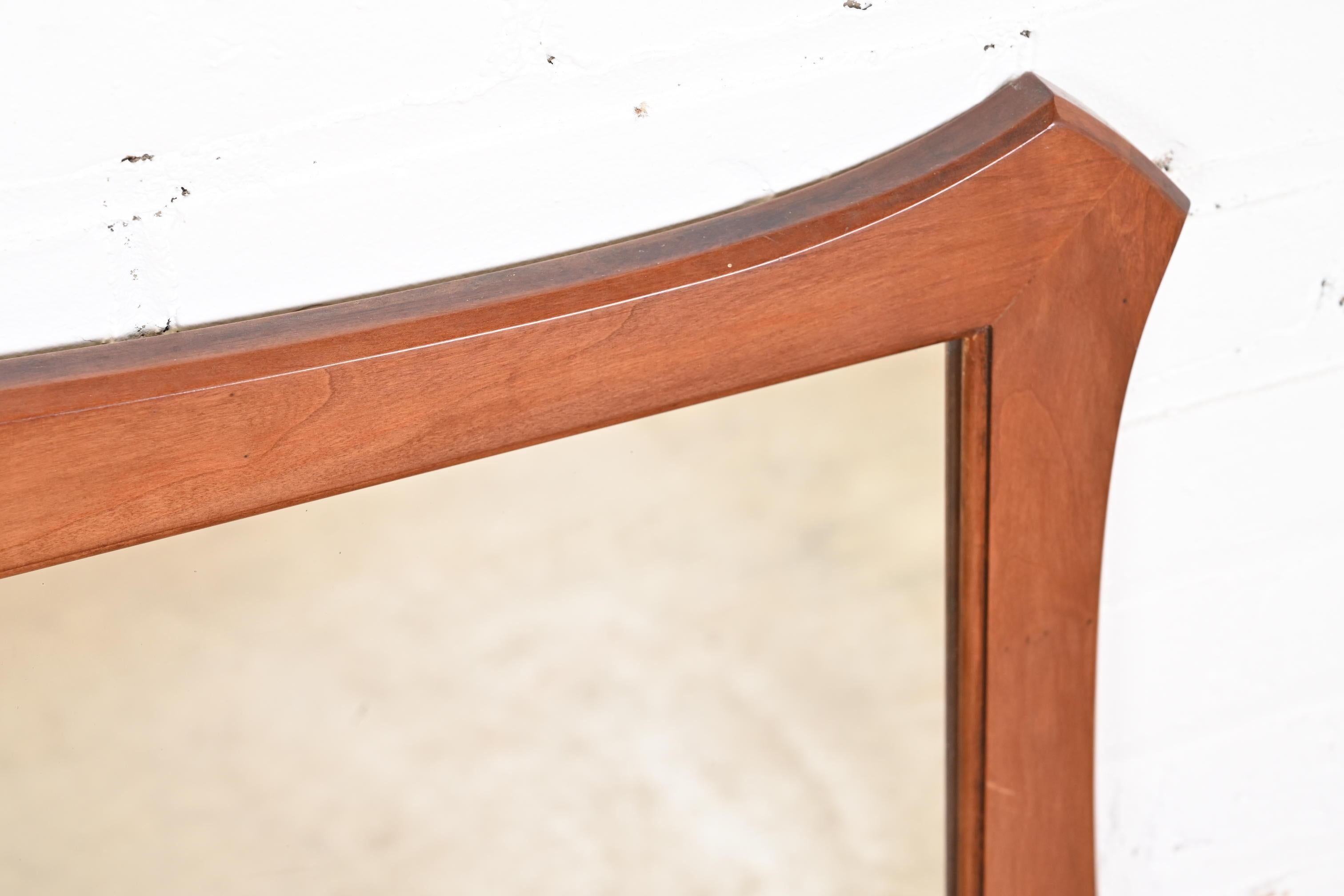 Mid-Century Modern Sculpted Cherry Wood Framed Wall Mirror at 1stDibs