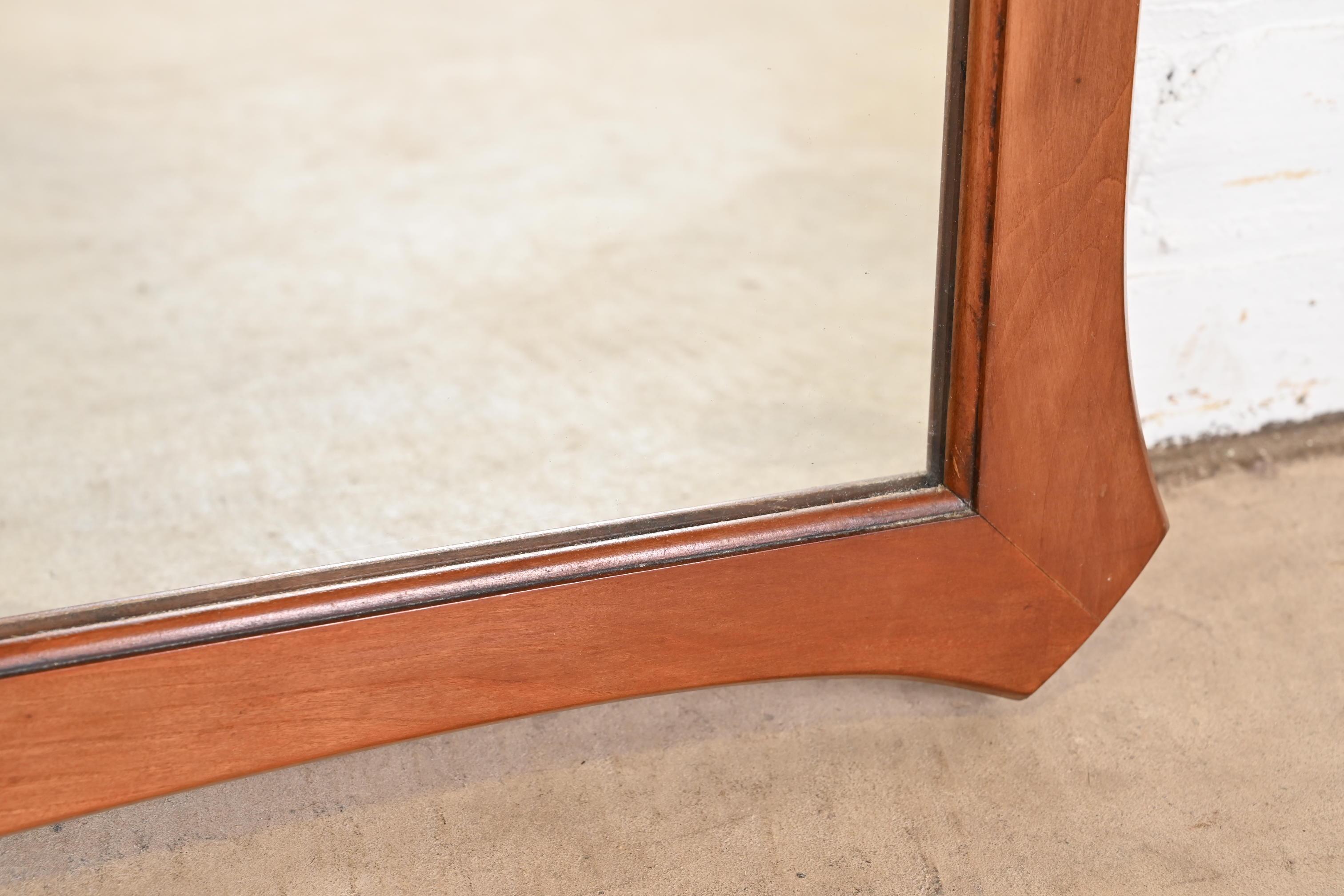Mid-Century Modern Sculpted Cherry Wood Framed Wall Mirror at 1stDibs