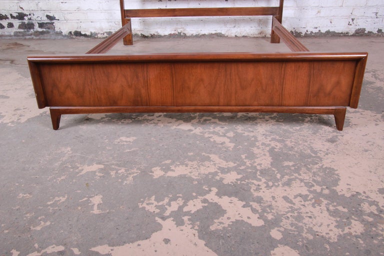 Mid-Century Modern Sculpted Walnut Diamond Front Full Size Bed Frame at ...