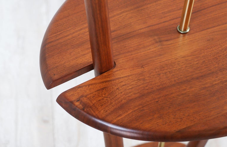 Mid-Century Modern Sculpted Walnut Floor Lamp with Side Table at ...