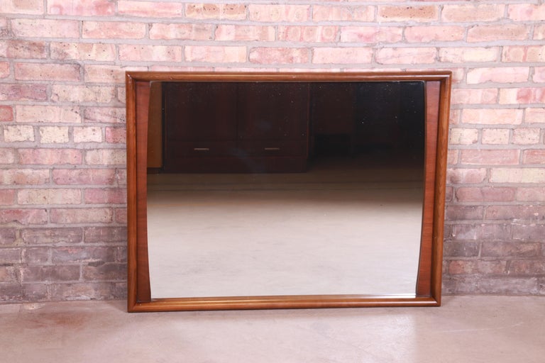 Mid-Century Modern Sculpted Walnut Framed Wall Mirror by United, 1960s ...
