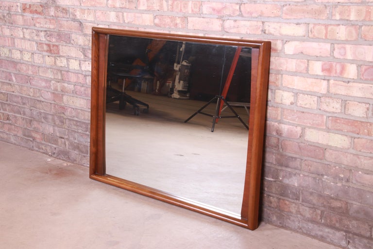 Mid-Century Modern Sculpted Walnut Framed Wall Mirror by United, 1960s ...