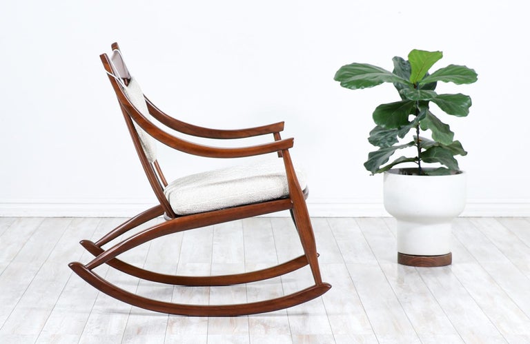 Mid-Century Modern Sculpted Walnut Rocking Chair at 1stDibs