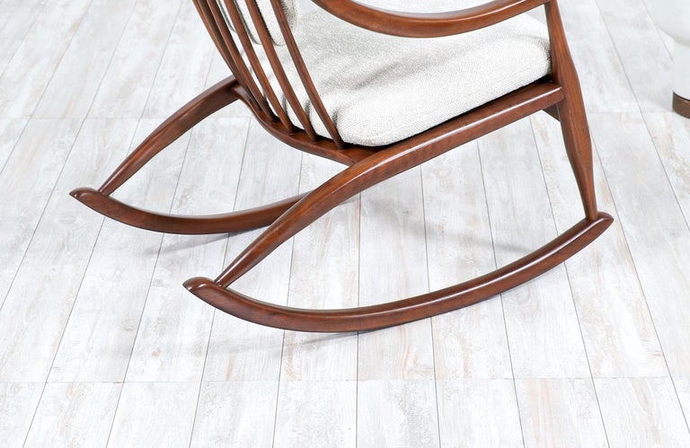 Mid-Century Modern Sculpted Walnut Rocking Chair at 1stDibs