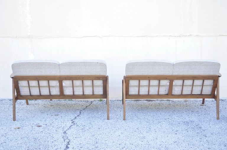 Mid-Century Modern Sculpted Walnut Two Part Four Seat Sectional Sofa, 2 ...