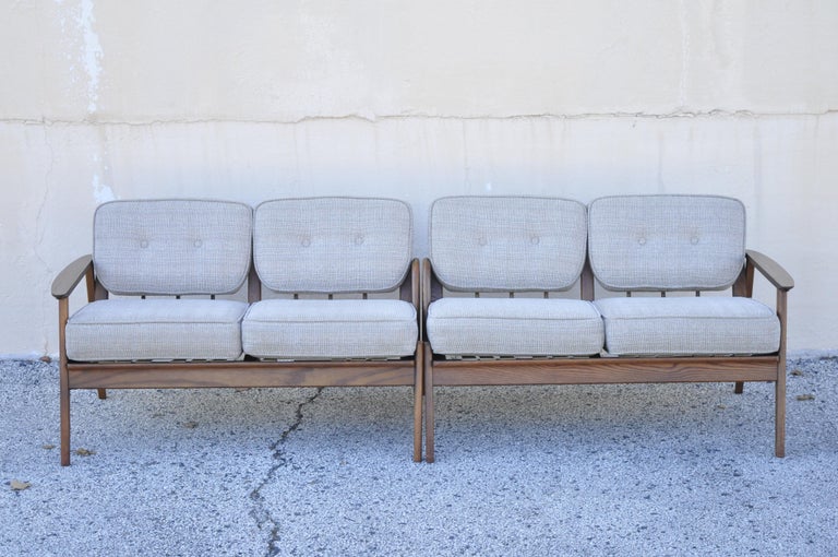 Mid-Century Modern Sculpted Walnut Two Part Four Seat Sectional Sofa, 2 ...