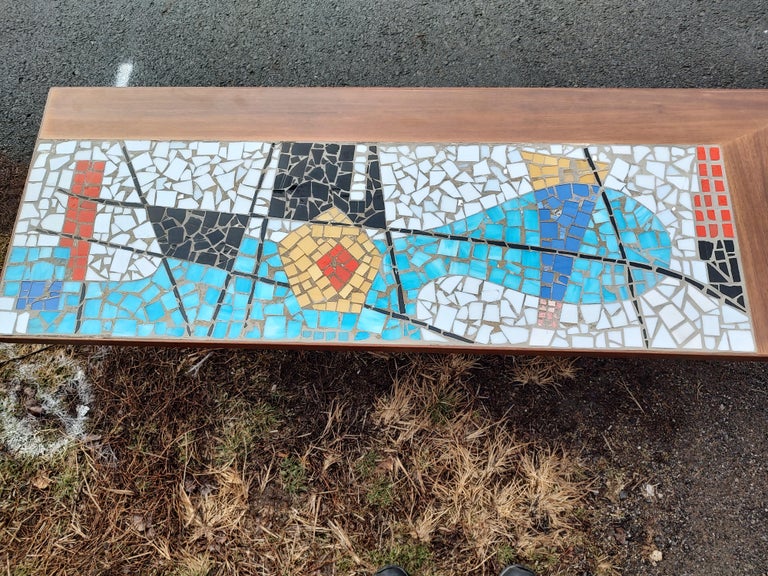 Mid-Century Modern Sculptural Abstract Mosaic Glass Tile Cocktail Table ...