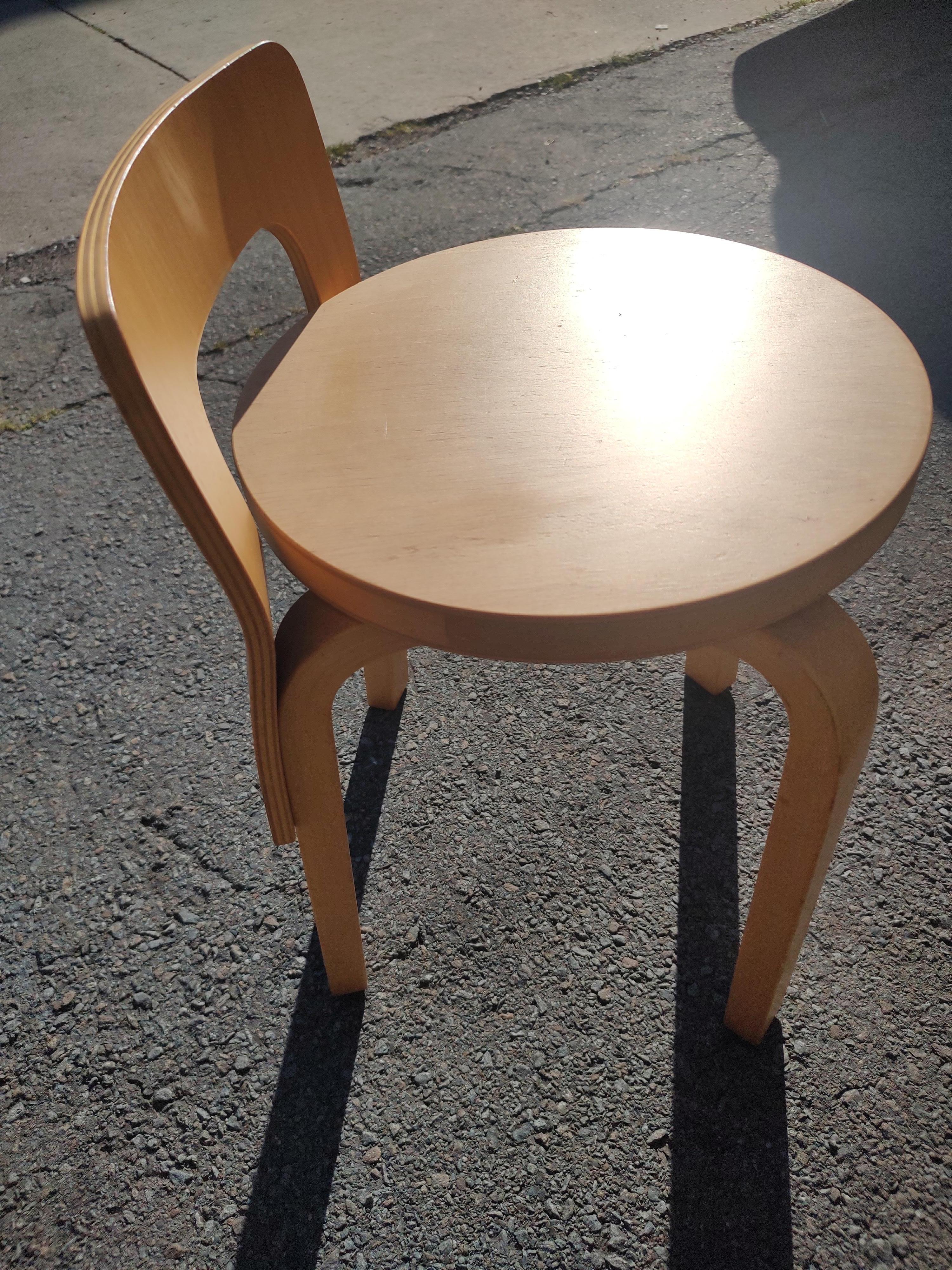 Mid Century Modern Sculptural Birch Stool with Back by Alvar Aalto For ...