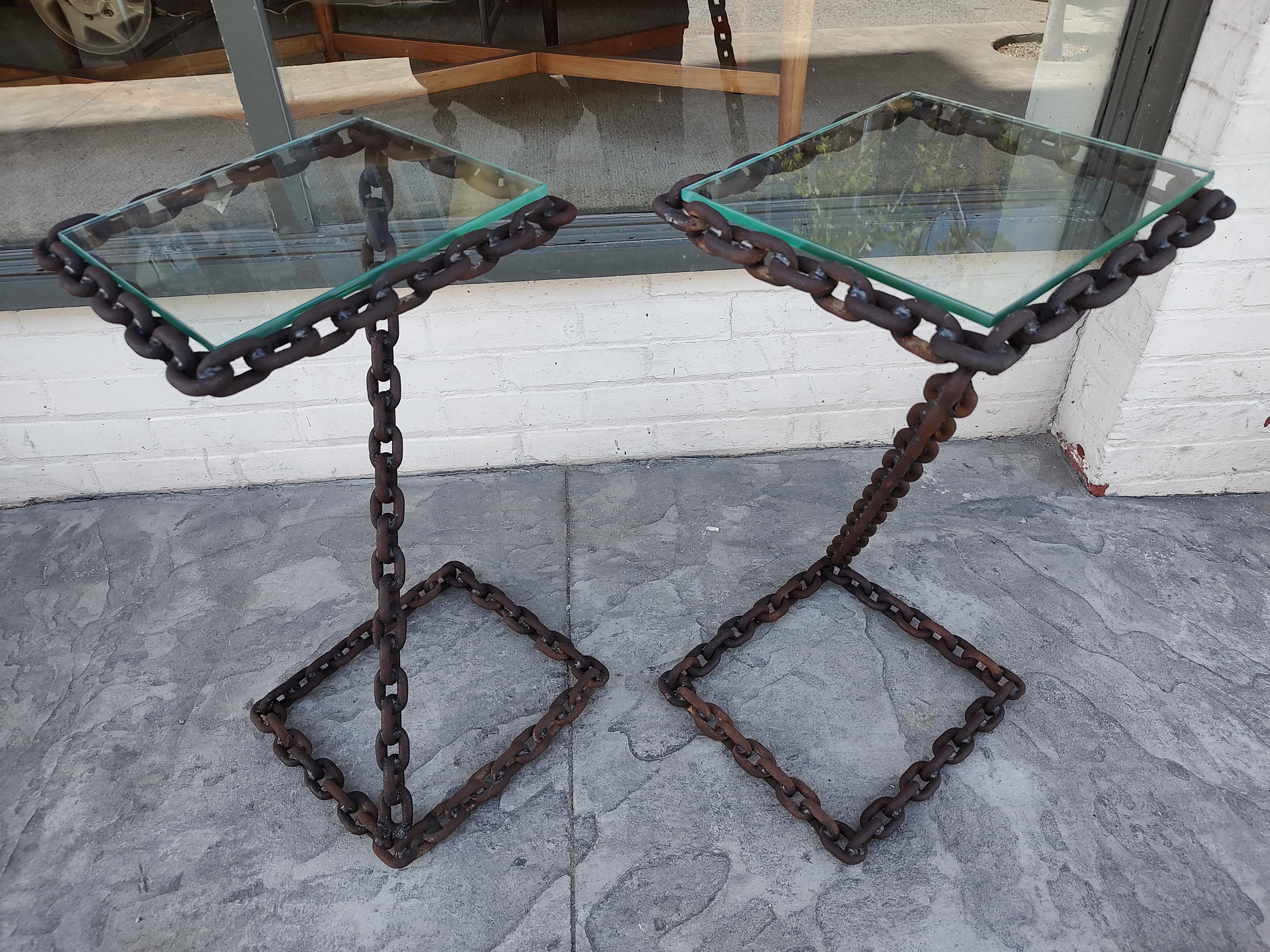 Mid Century Modern Sculptural Brutalist Iron Rope End Tables For Sale ...