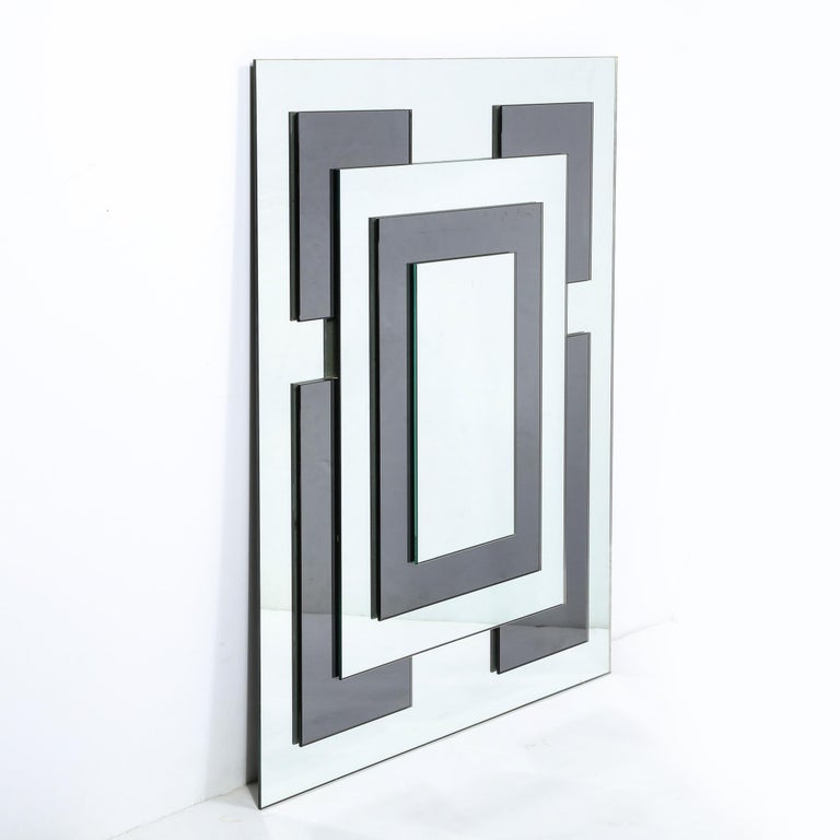Mid-Century Modern Sculptural Geometric Smoked and Plain Rectilinear ...
