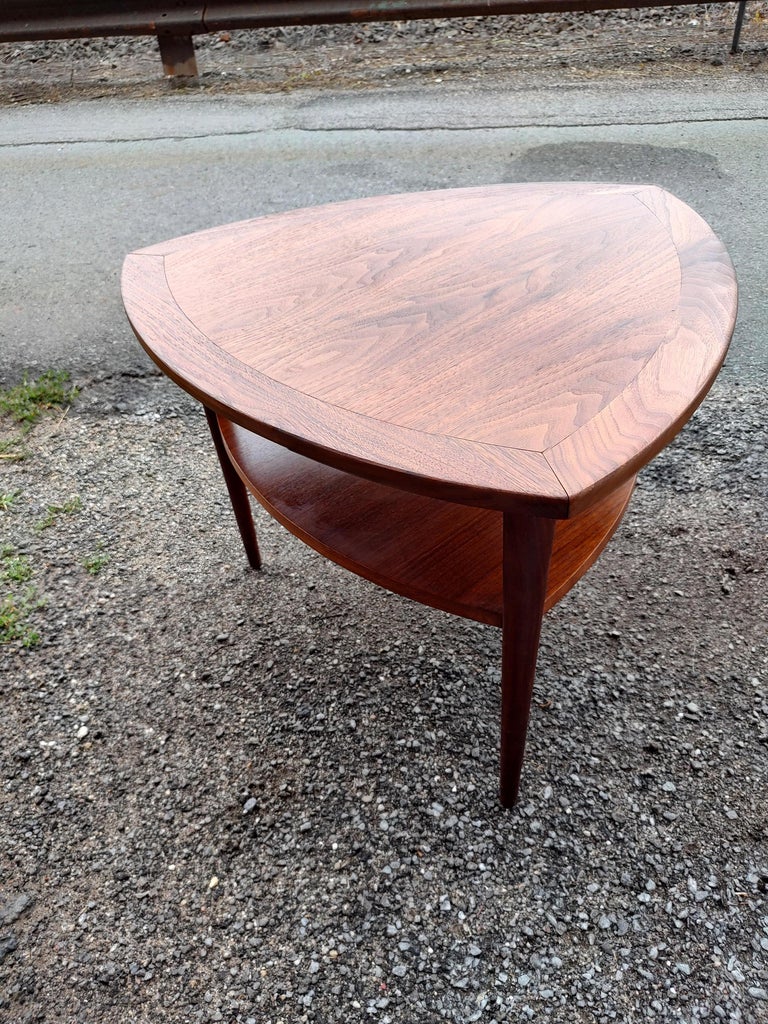 Mid-Century Modern Sculptural Guitar Pick Shaped Walnut Cocktail Side ...