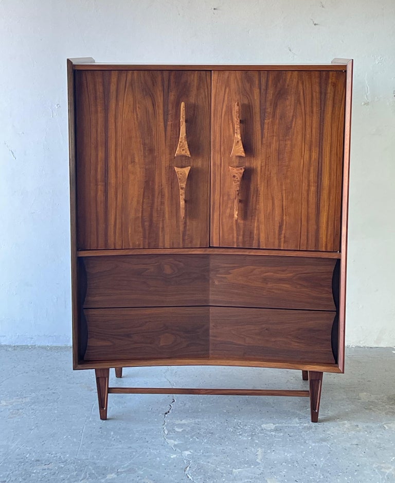 Mid-Century Modern Sculptural Large Walnut Armoire Dresser Kagan Style ...