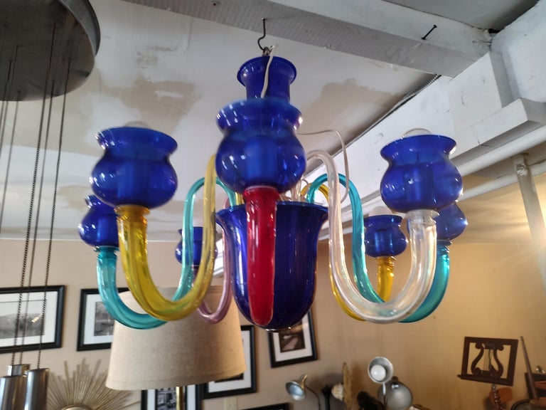 Mid-Century Modern Sculptural Multi Colored Venetian 8 Arm Chandelier ...