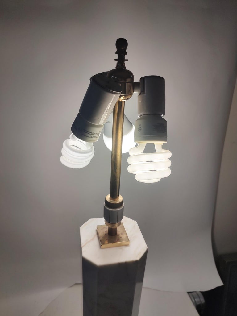 Mid-Century Modern Sculptural Octagonal Marble Table Lamp T H Robsjohn ...