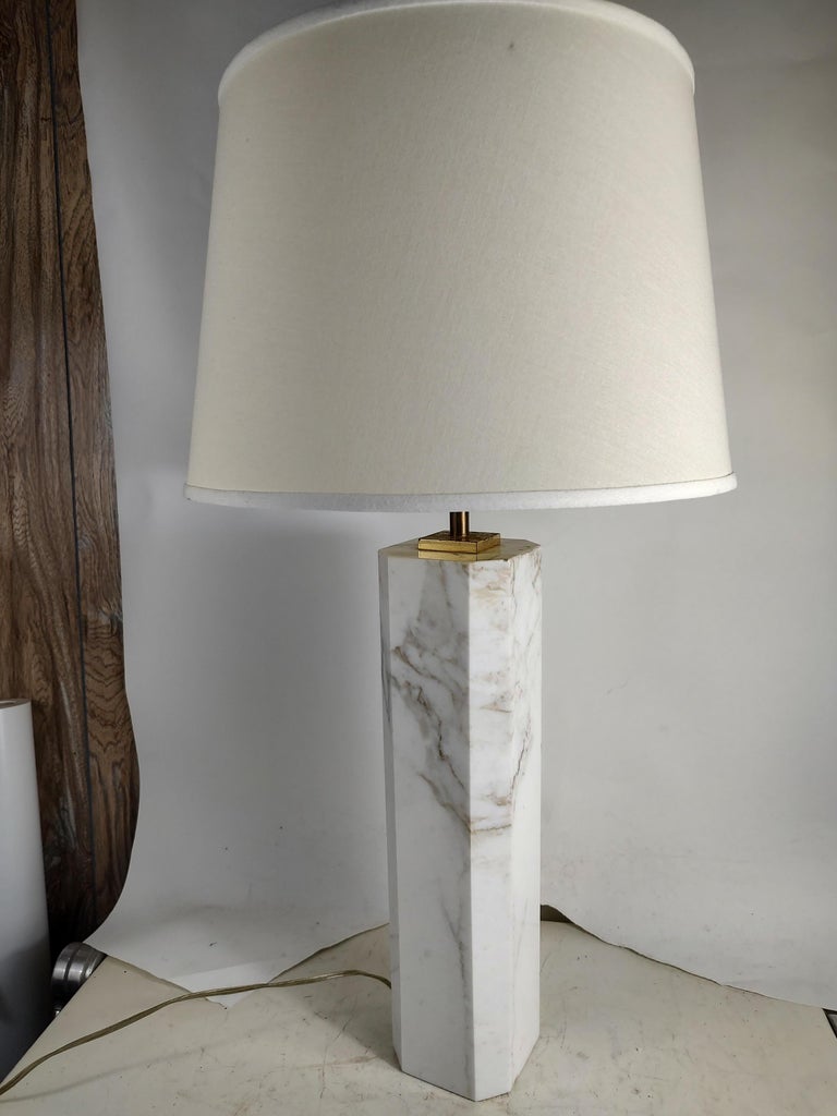 Mid-Century Modern Sculptural Octagonal Marble Table Lamp T H Robsjohn ...