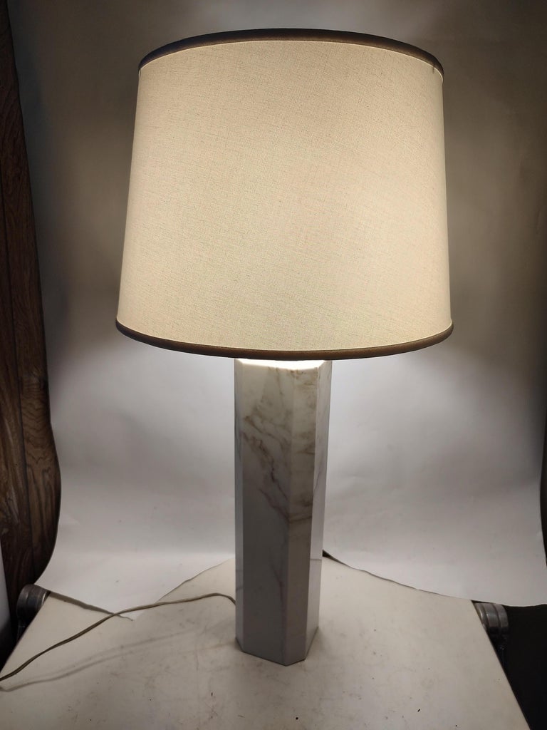 Mid-Century Modern Sculptural Octagonal Marble Table Lamp T H Robsjohn ...