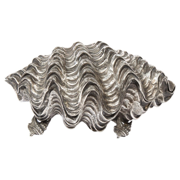 Mid-Century Modern Sculptural Pewter Giant Clam Shell Lidded Box For ...