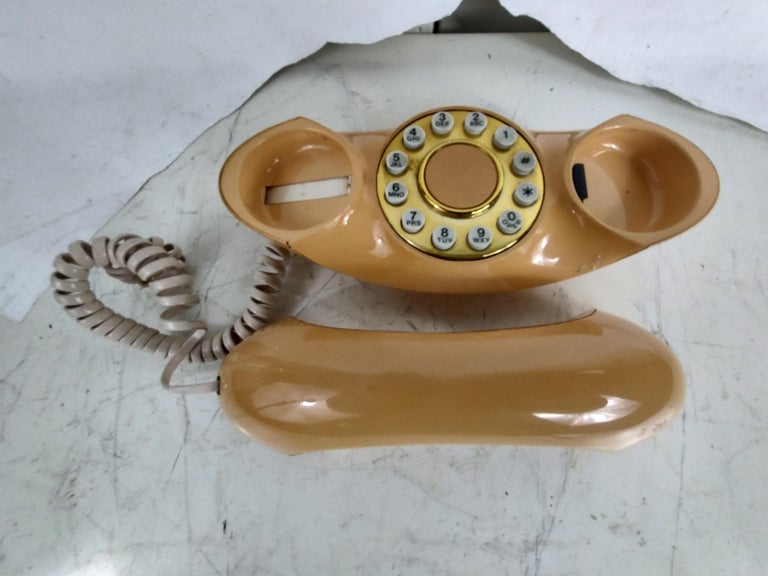 Mid-Century Modern Sculptural Push Button Genie Telephone in Peach For ...