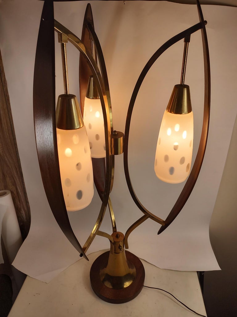 Mid-Century Modern Sculptural Scandinavian 3 Way with Glass Shades ...