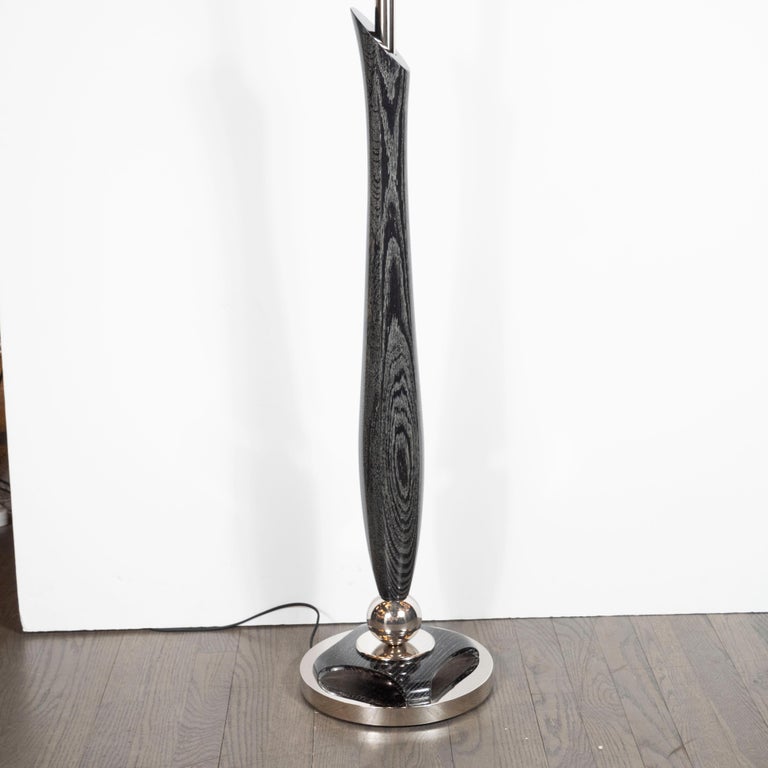 Mid-Century Modern Sculptural Silver Cerused and Brushed Aluminum Floor ...