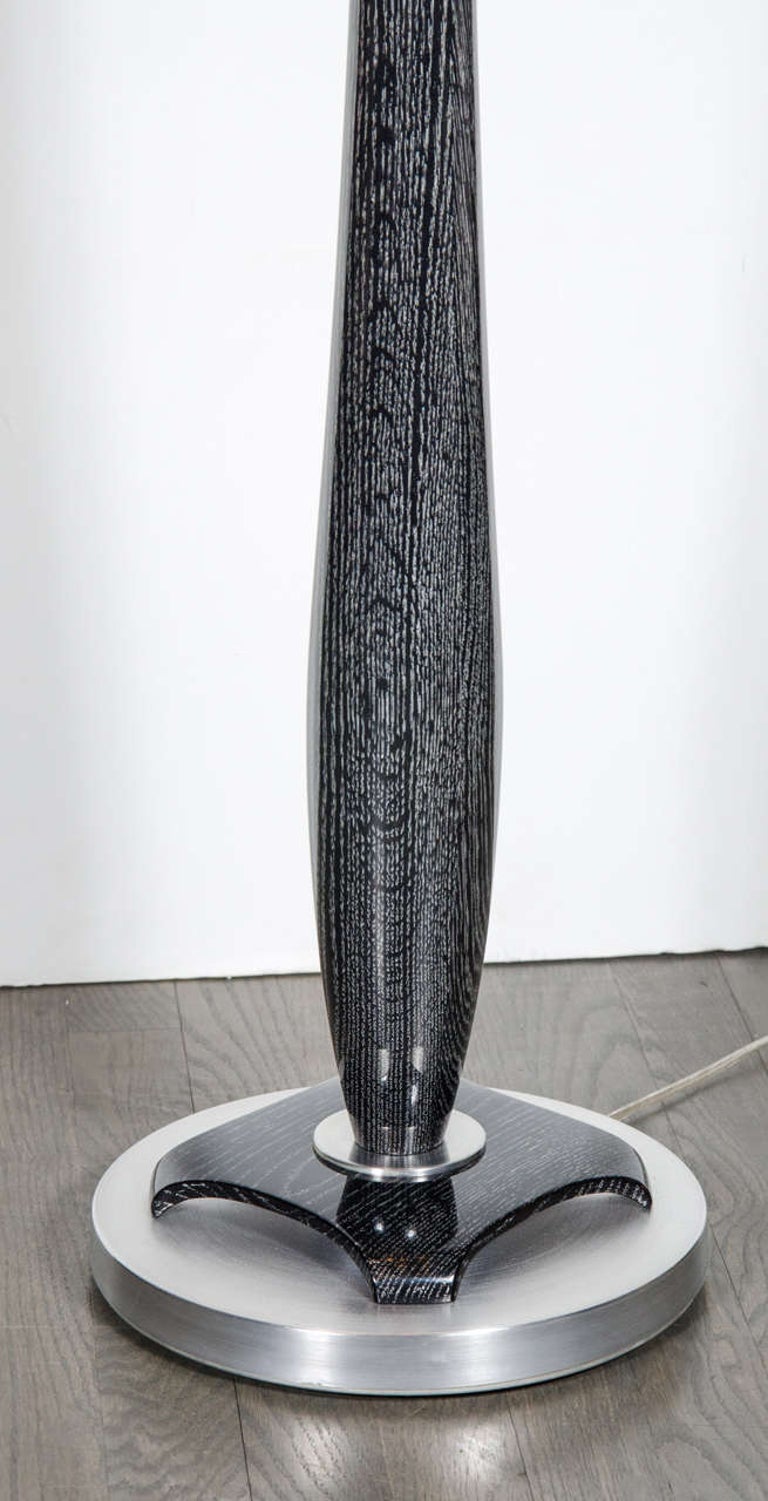 Mid-Century Modern Sculptural Silver Cerused and Brushed Aluminum Floor ...