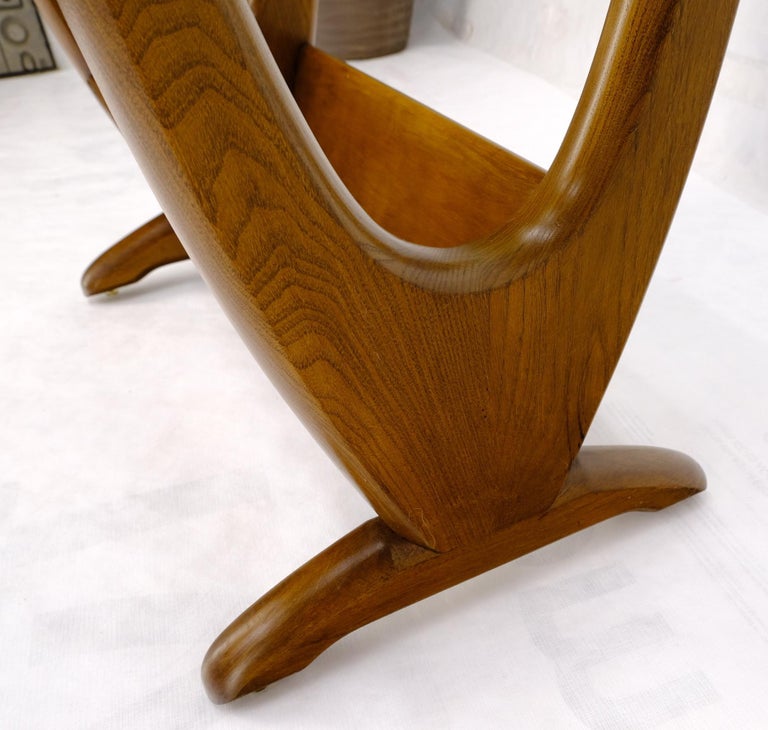 Mid-Century Modern Sculptural Wood and Glass Top End Side Table Stand ...