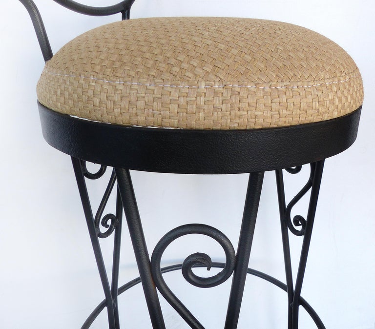 Mid-Century Modern Sculptural Wrought Iron Bar Stools at 1stDibs