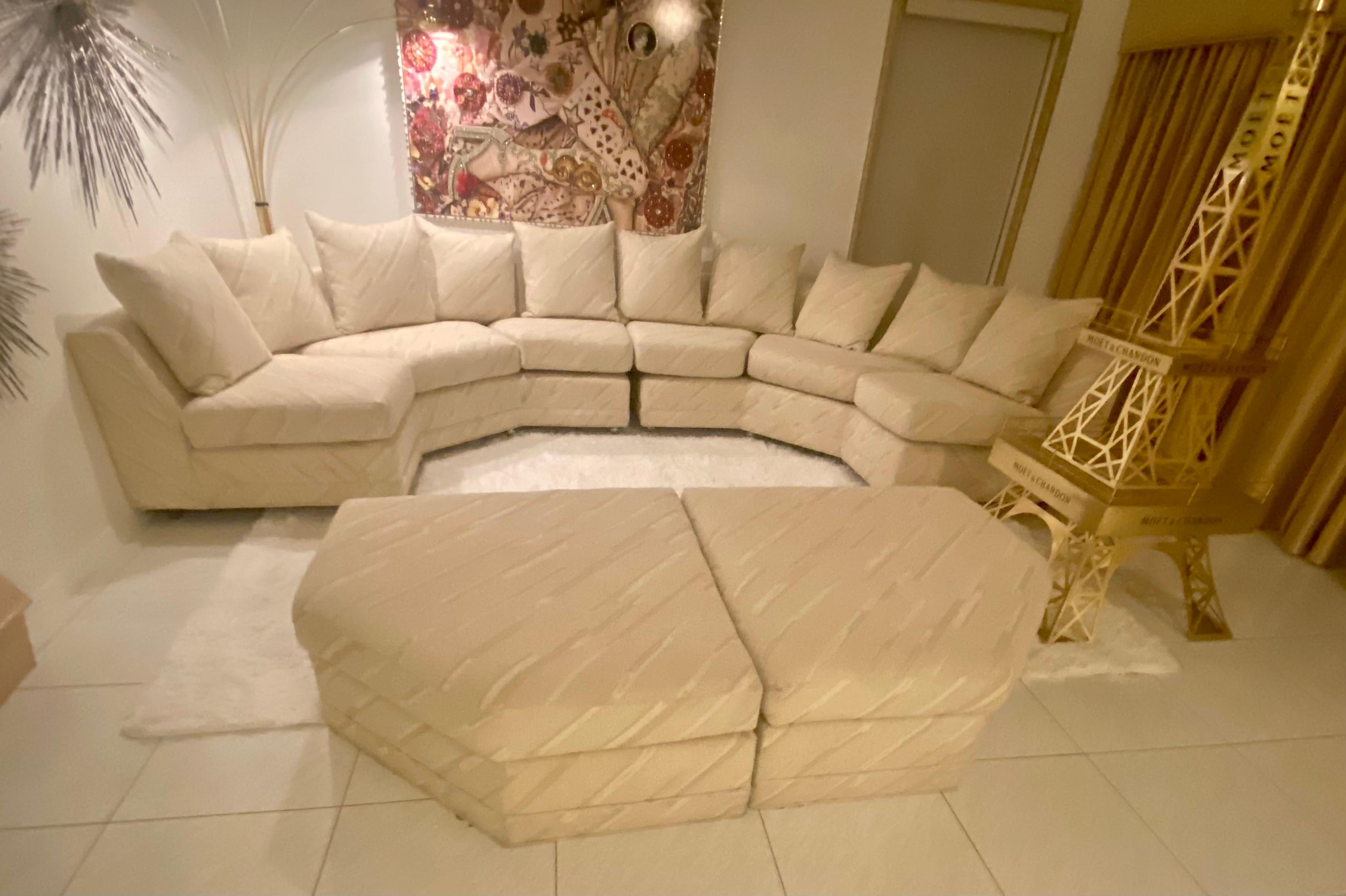Mid Century Modern Sectional Sofa Set With Matching Ottomans And