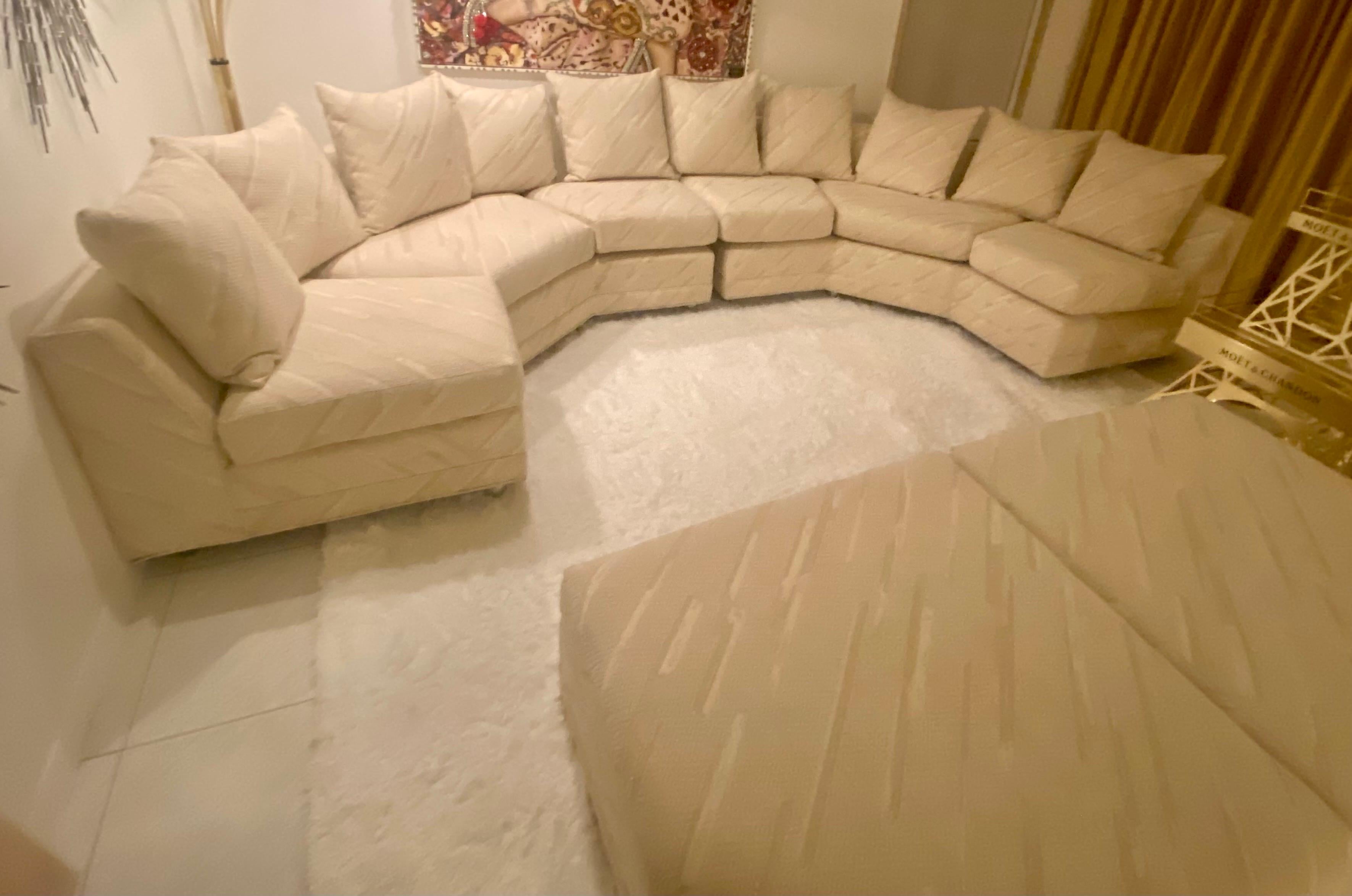 Mid Century Modern Sectional Sofa Set With Matching Ottomans And