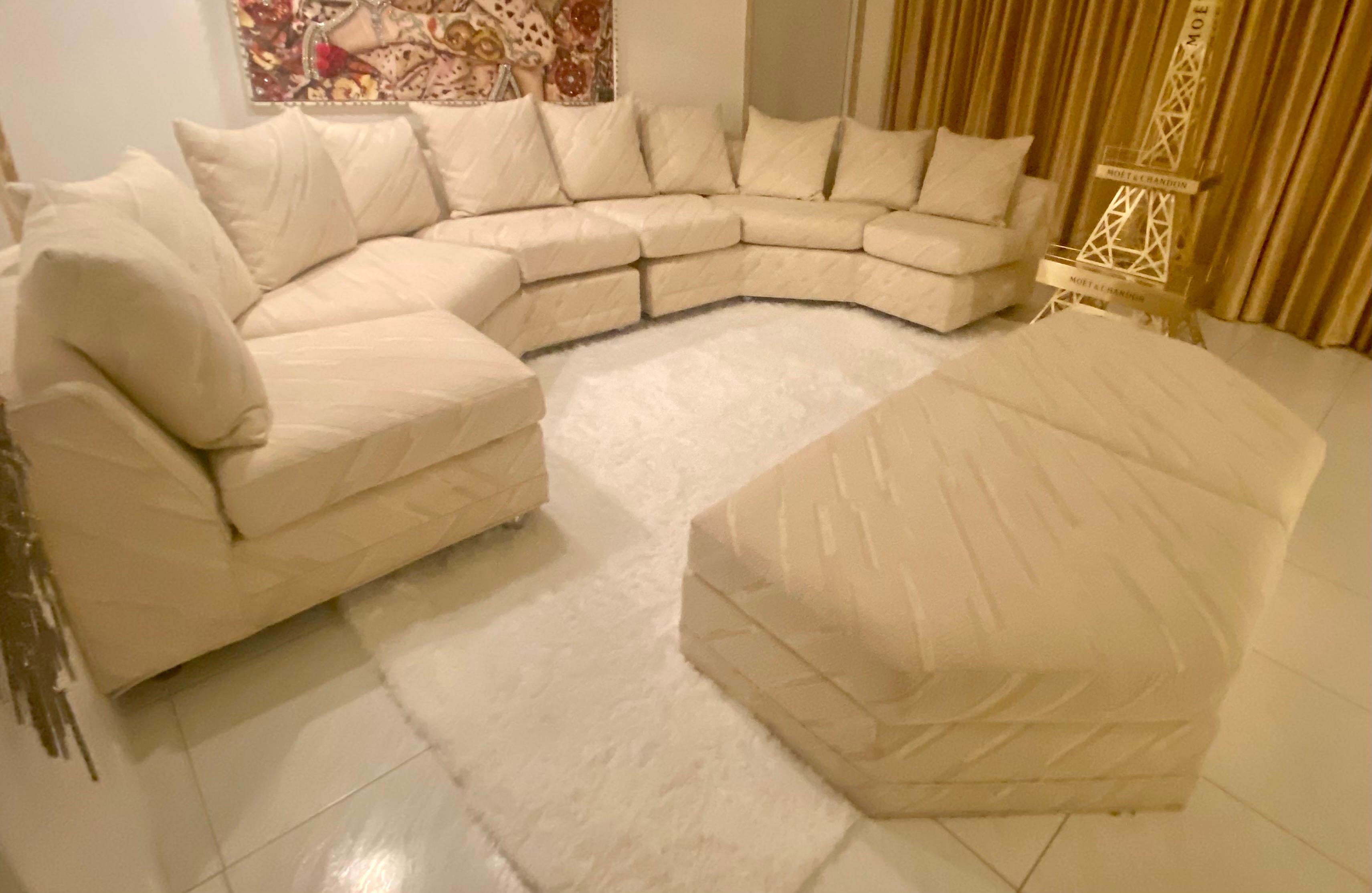 Mid Century Modern Sectional Sofa Set With Matching Ottomans And