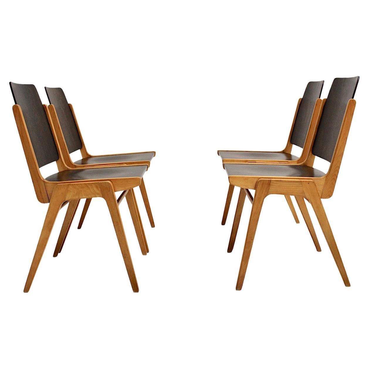Brown Vintage Dining Room Chairs Mid-Century Modern Set of Six, Italy ...