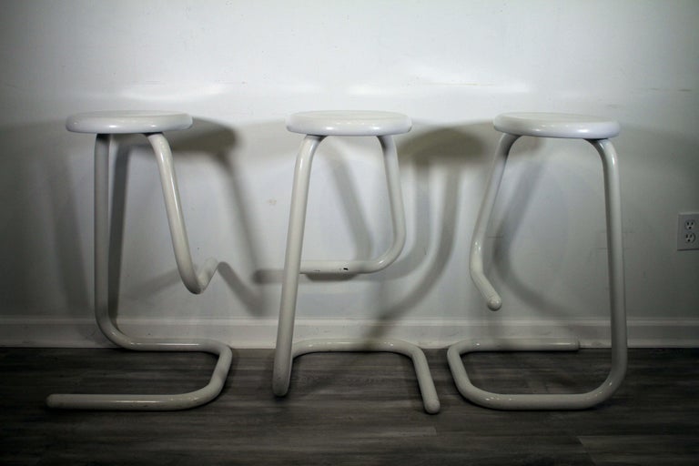 Mid-Century Modern Set of 3 1970s Tubular Paperclip Stools by Kinetic ...