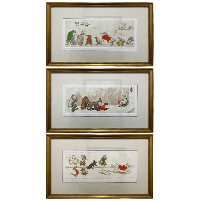 Mid-Century Modern Set of 3 Boris O'Klein Dirty Dogs of Paris Signed at ...