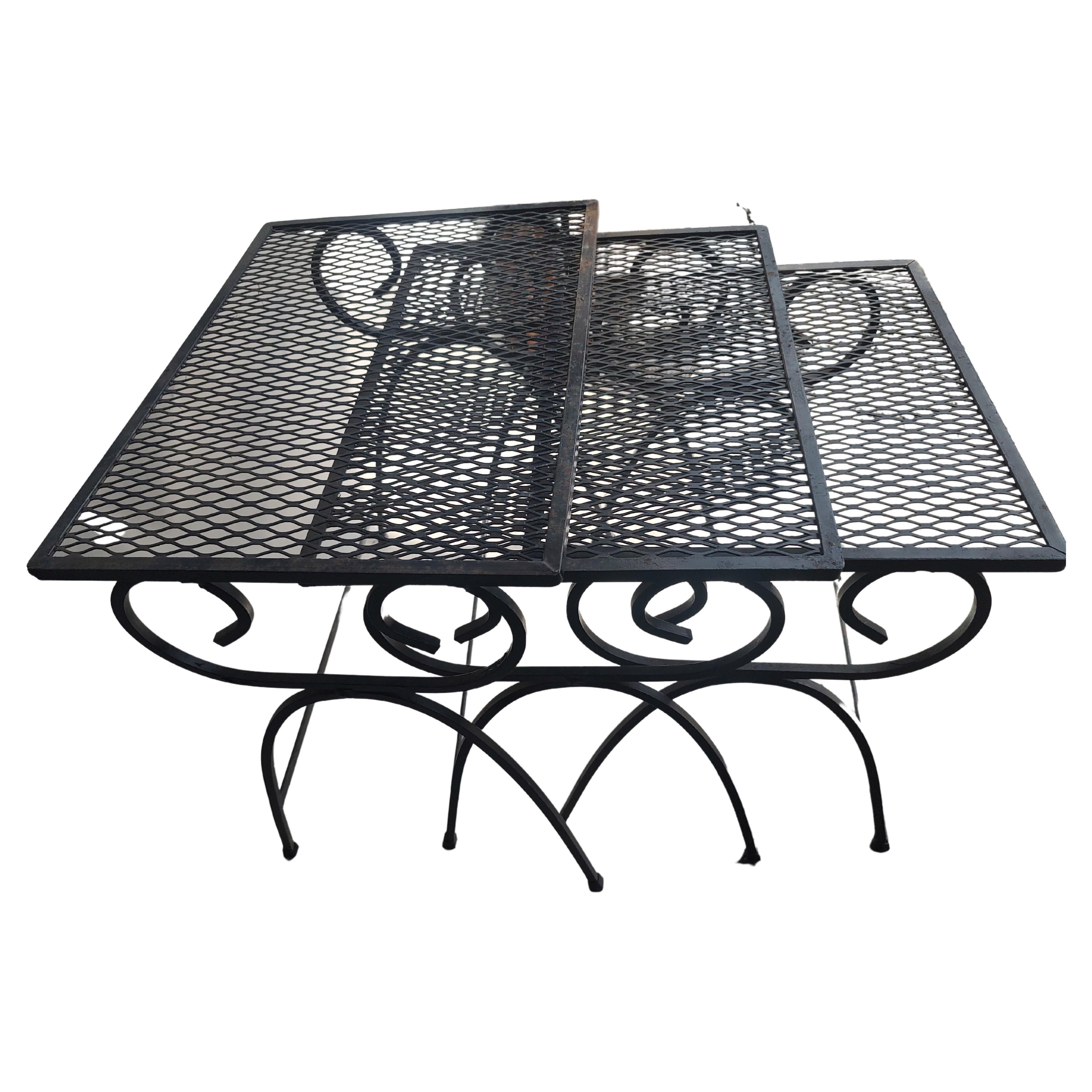 Pair of Cast Aluminum Stacking Tables with Obscure Glass by Molla of ...