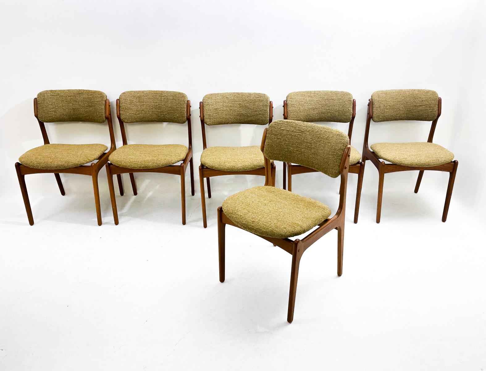 Mid-Century Modern Set of 6 Chairs by Eric Buch, Denmark, Teck, 1960s ...