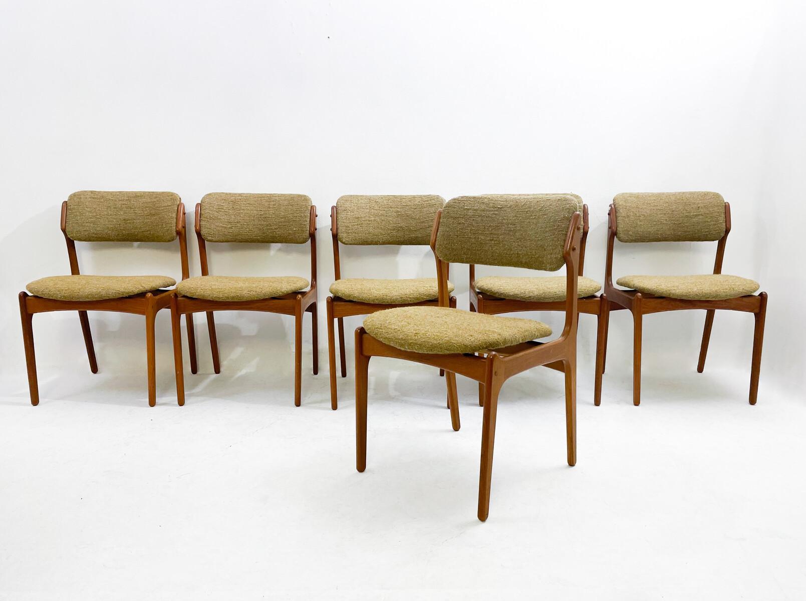 Mid-Century Modern Set of 6 Chairs by Eric Buch, Denmark, Teck, 1960s ...