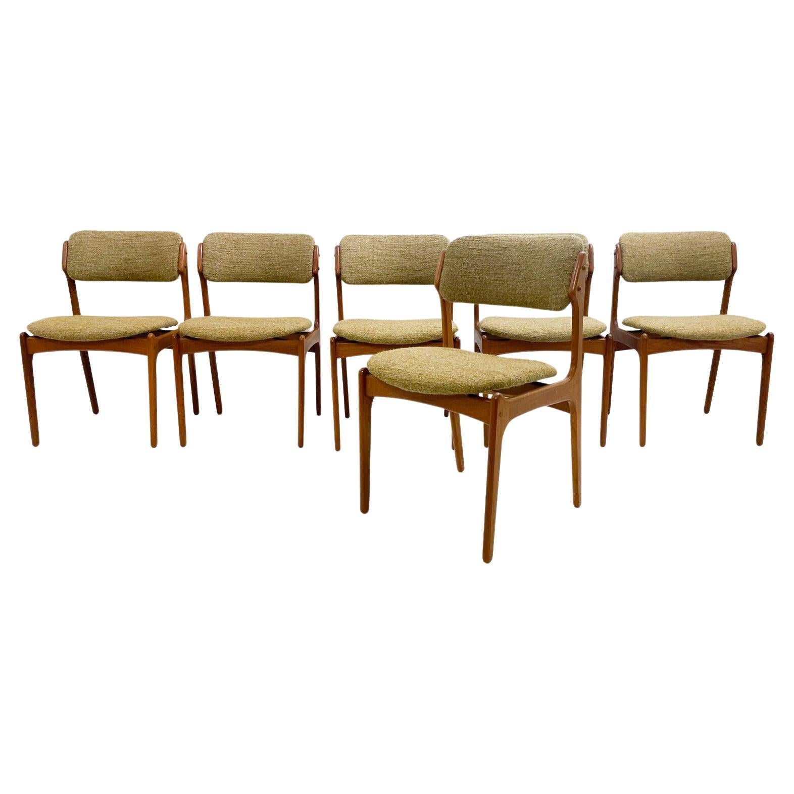Mid-Century Modern Set of 6 Chairs by Eric Buch, Denmark, Teck, 1960s ...