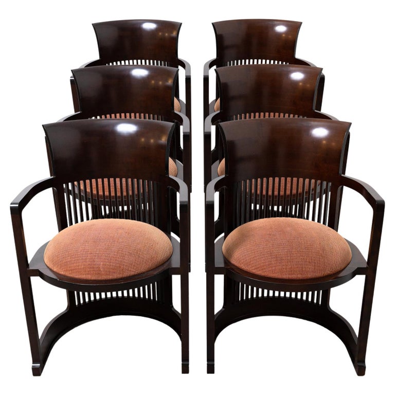 Mid-Century Modern Set of 6 Frank Lloyd Wright Barrel Dining Chair by ...