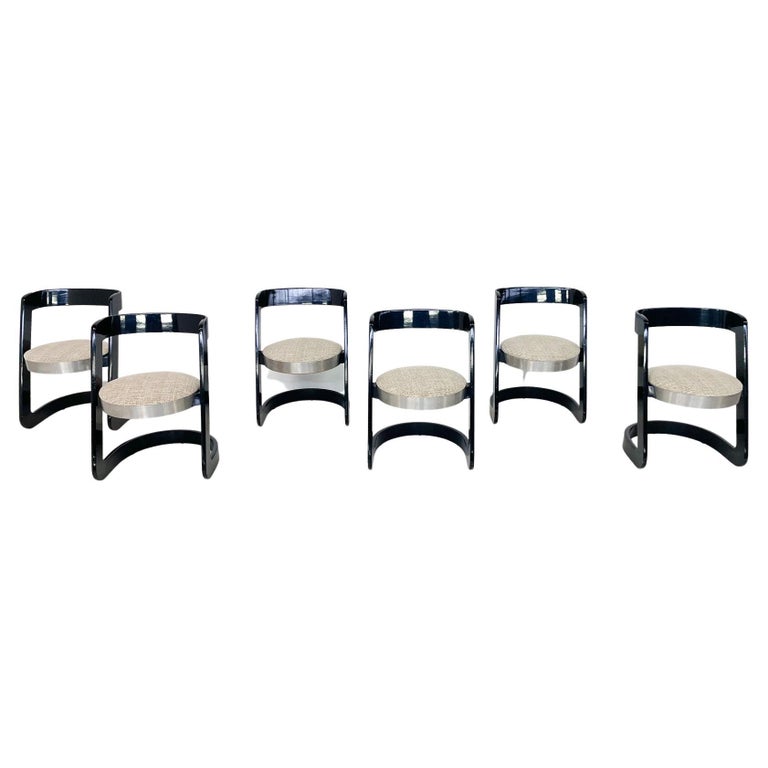 Mid-Century Modern Set of 6 Willy Rizzo Chairs for Mario Sabot, Italy ...