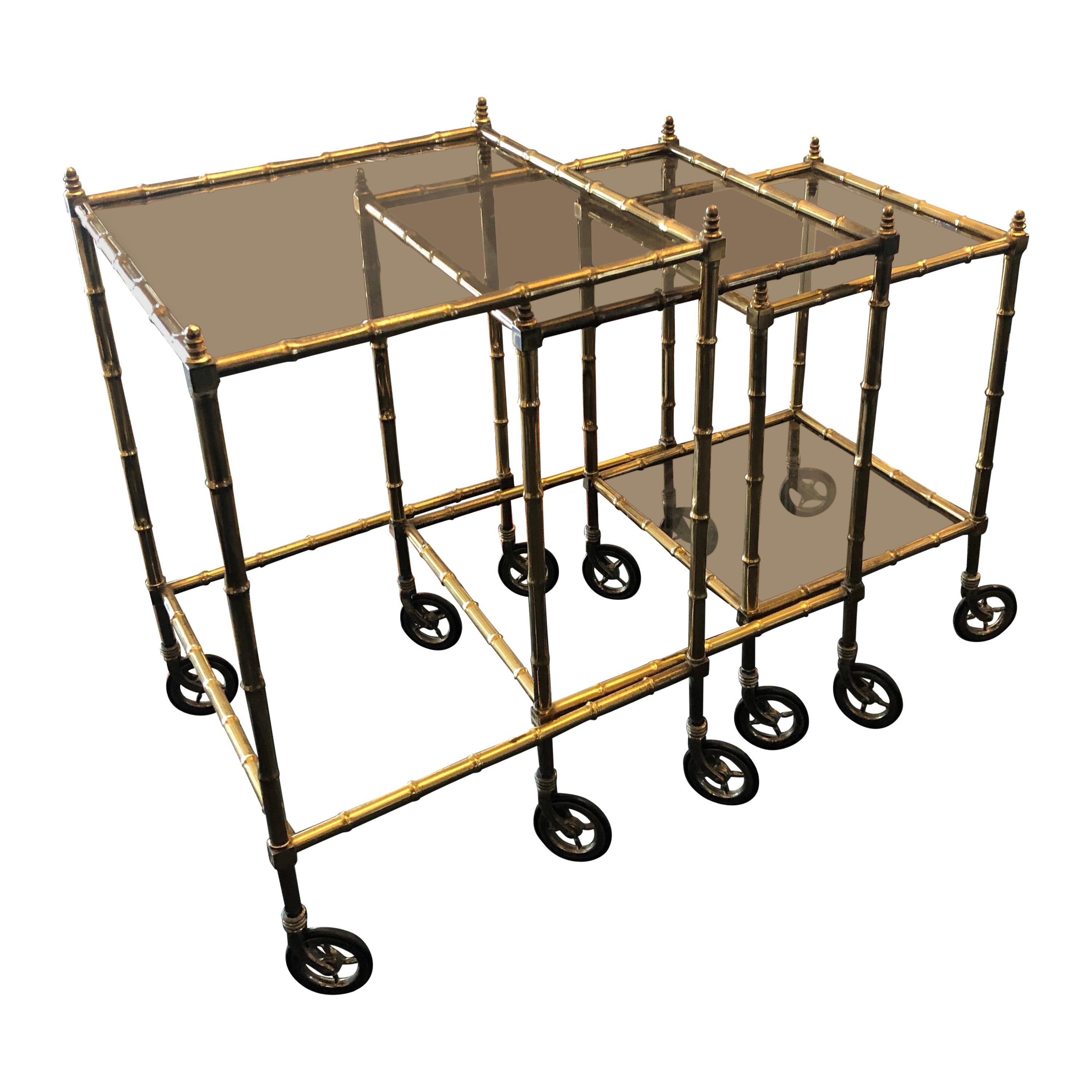 Set of 3 Walnut Mid Century Modern Nesting Side End Tables at 1stdibs