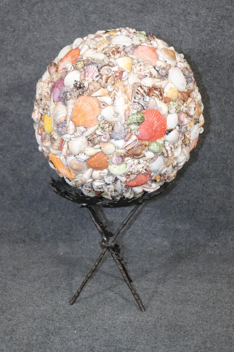 Mid-Century Modern Shell Encrusted Sculpture on Edgar Brandt Style ...