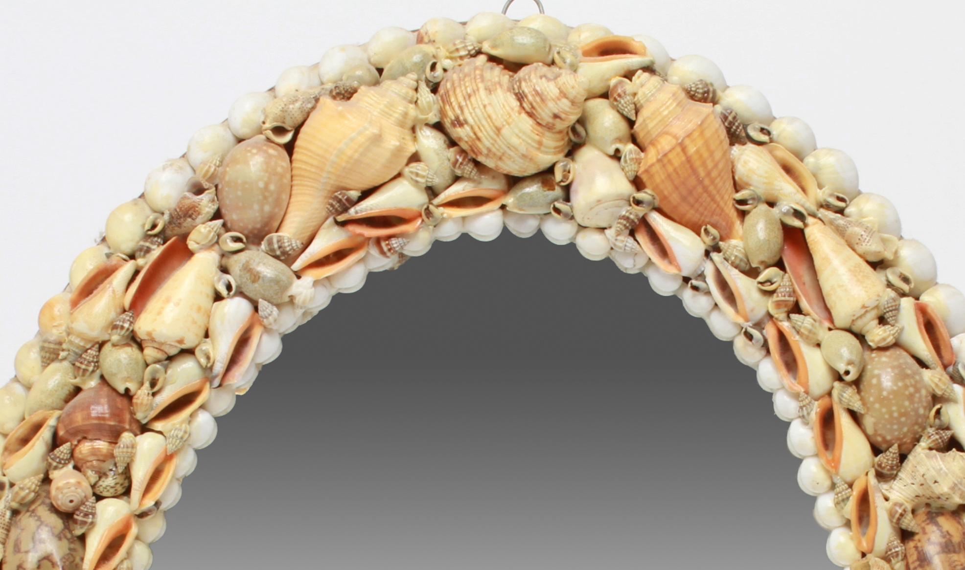 Mid-Century Modern Shell Frame Oval Wall Mirror at 1stDibs