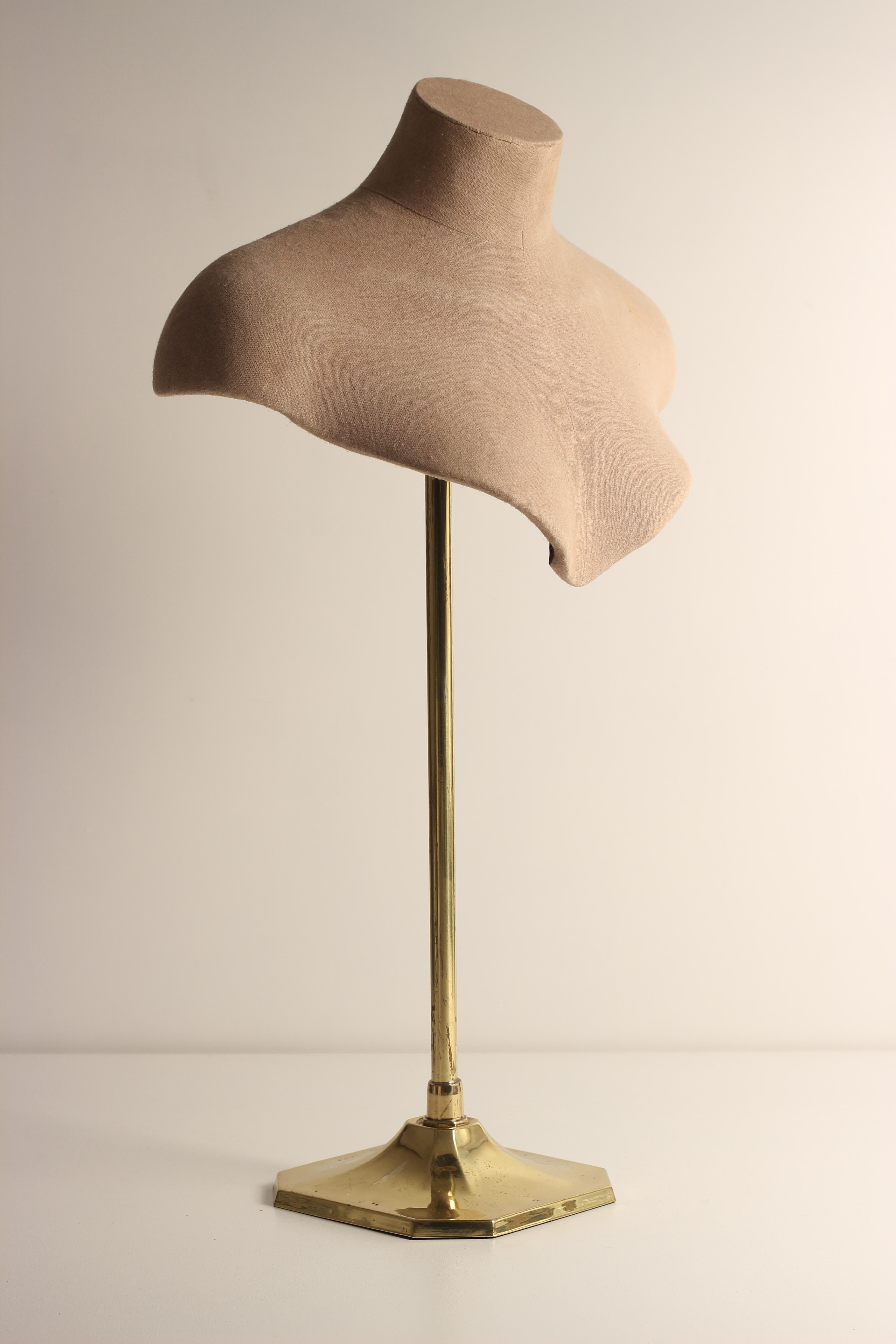 Mid-Century Modern Shop Display Female Bust with Extendable Brass Stand ...