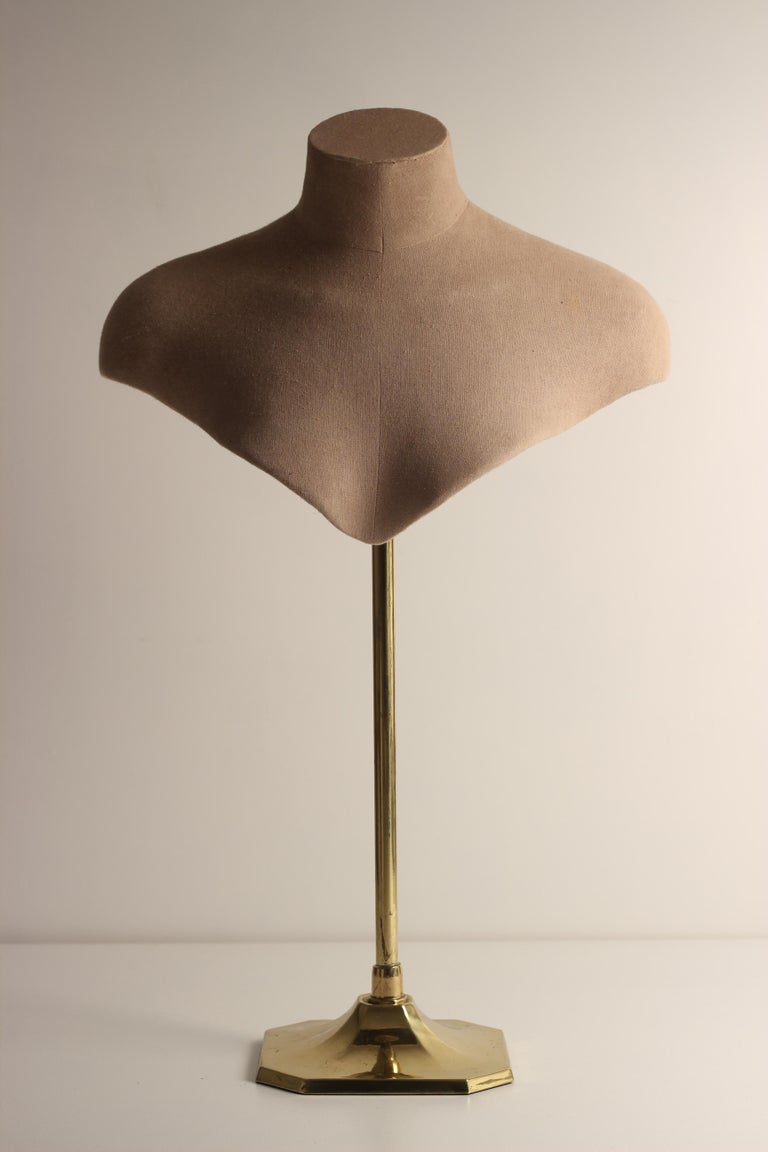 Mid-Century Modern Shop Display Female Bust with Extendable Brass Stand ...