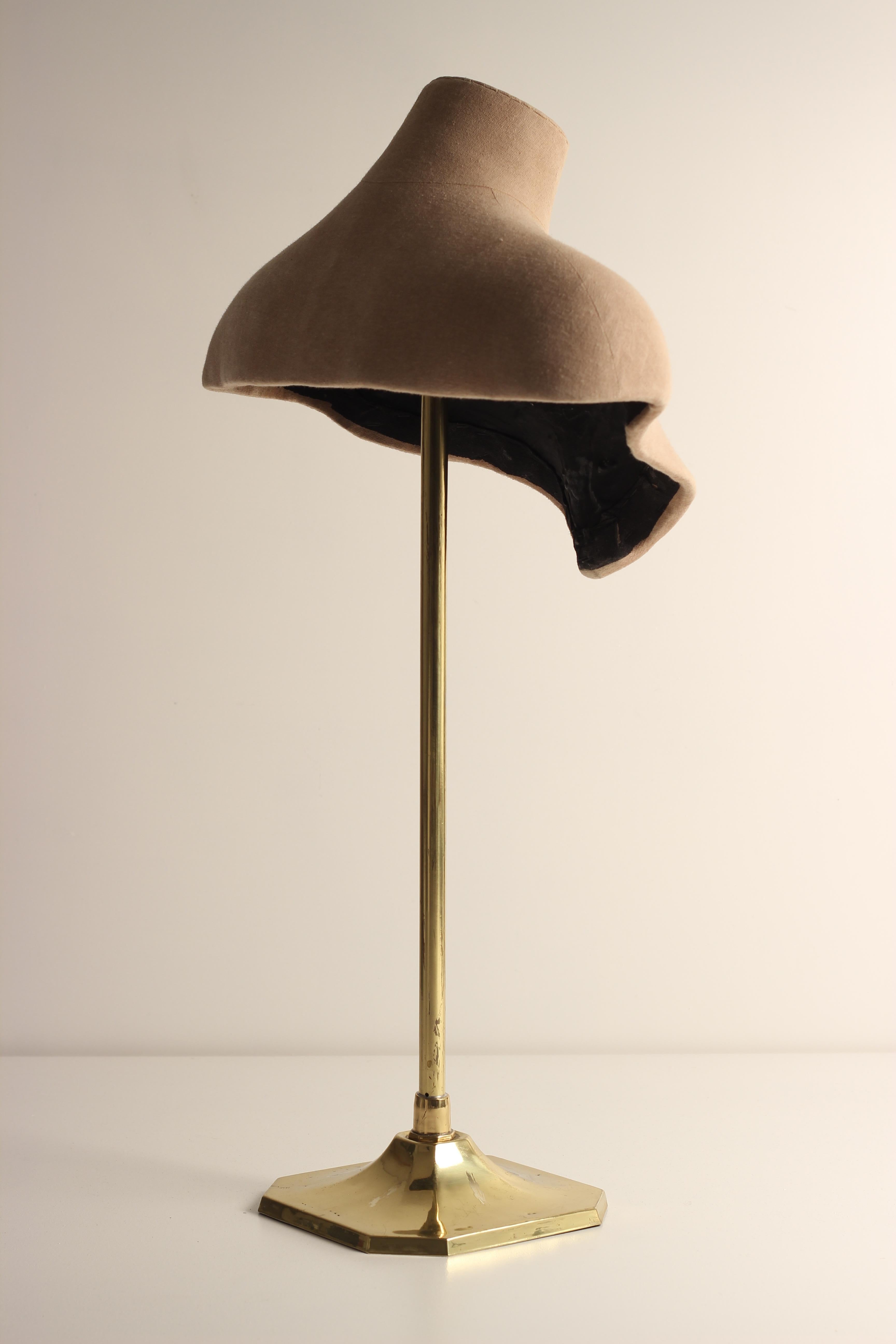 Mid-Century Modern Shop Display Female Bust with Extendable Brass Stand ...