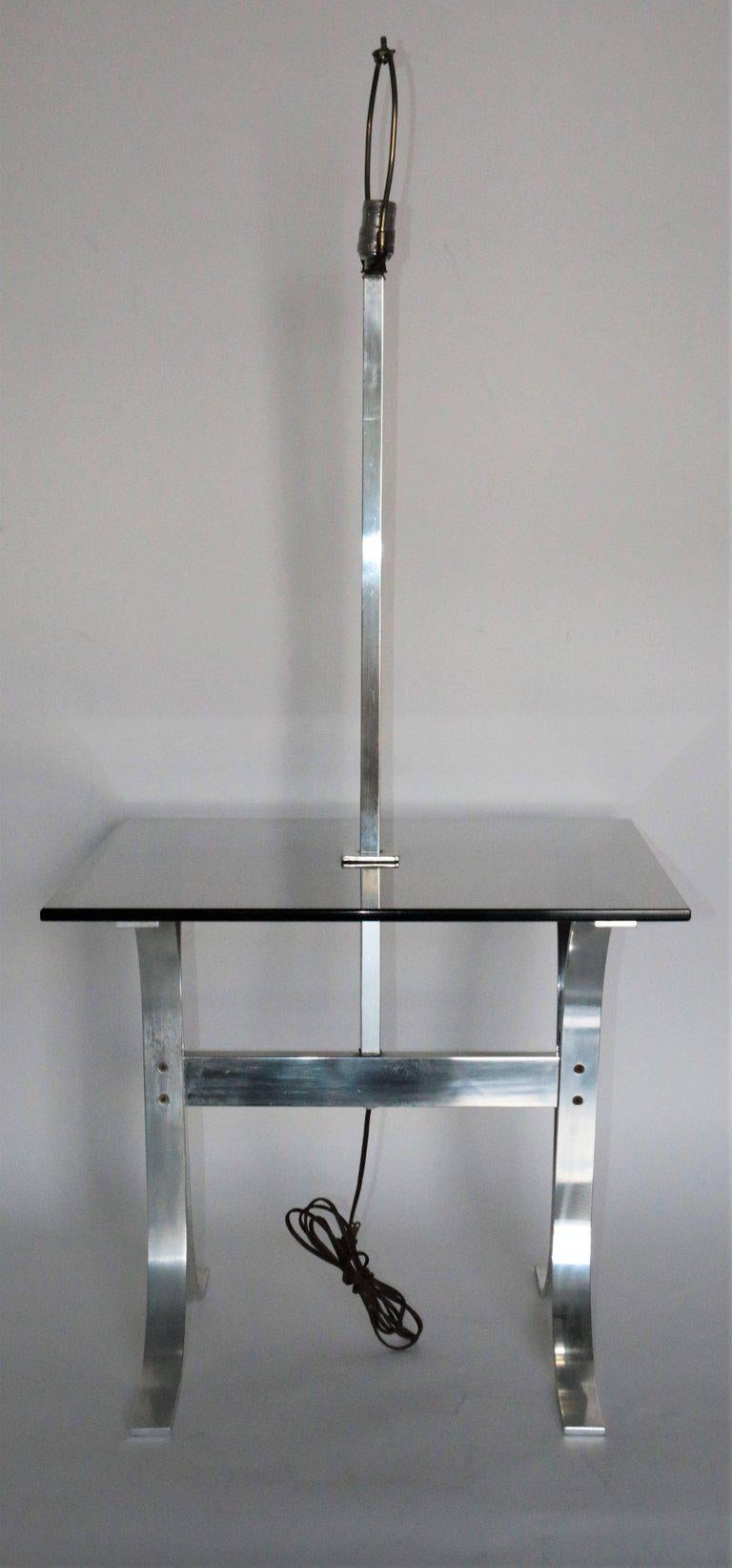 Mid-Century Modern Side Table with Built in Lamp For Sale at 1stDibs