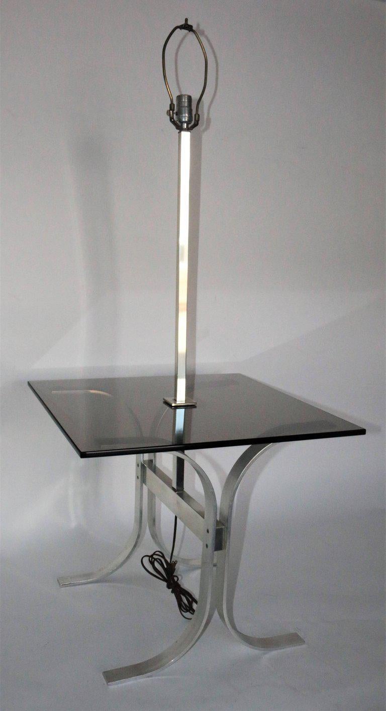 Mid-Century Modern Side Table with Built in Lamp For Sale at 1stDibs