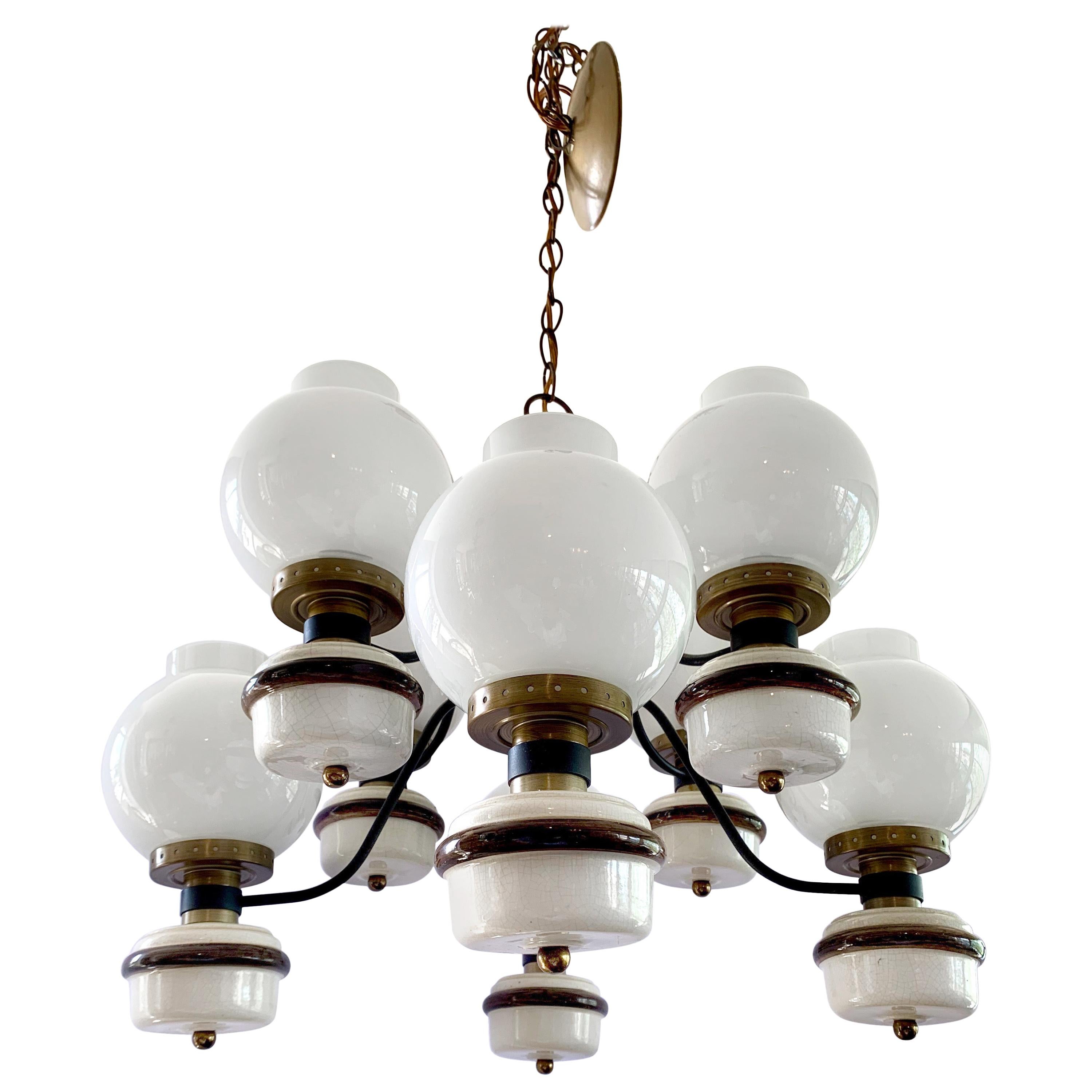 Charming Mid-Century Ceramic Chandelier at 1stDibs