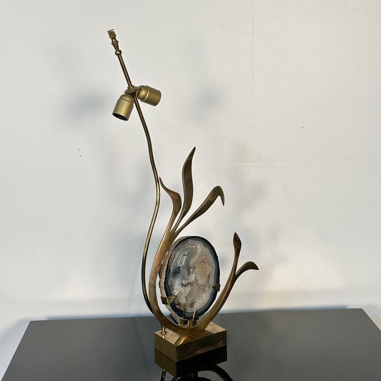 Mid-Century Modern Signed Willy Daro Bronze, Agate Sculptural Table ...